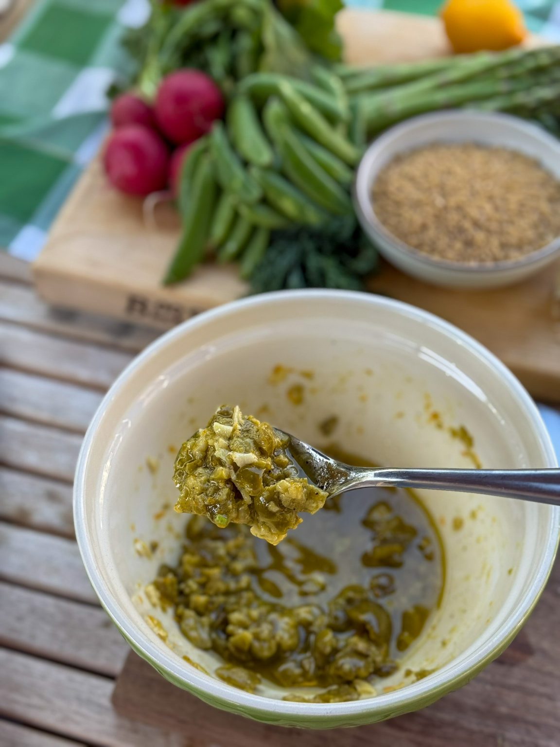 Spring Orzo Salad with Smashed Olive Dressing - A Girl Defloured